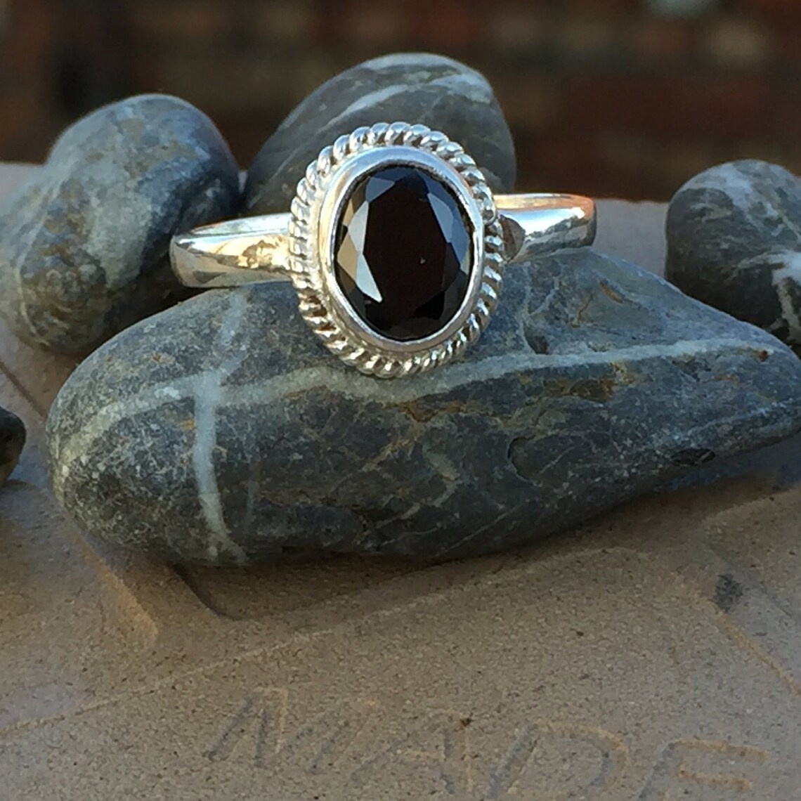 Natürlicher Schwarzer Onyx Ring - Handgemachter Edelstein Ring ...