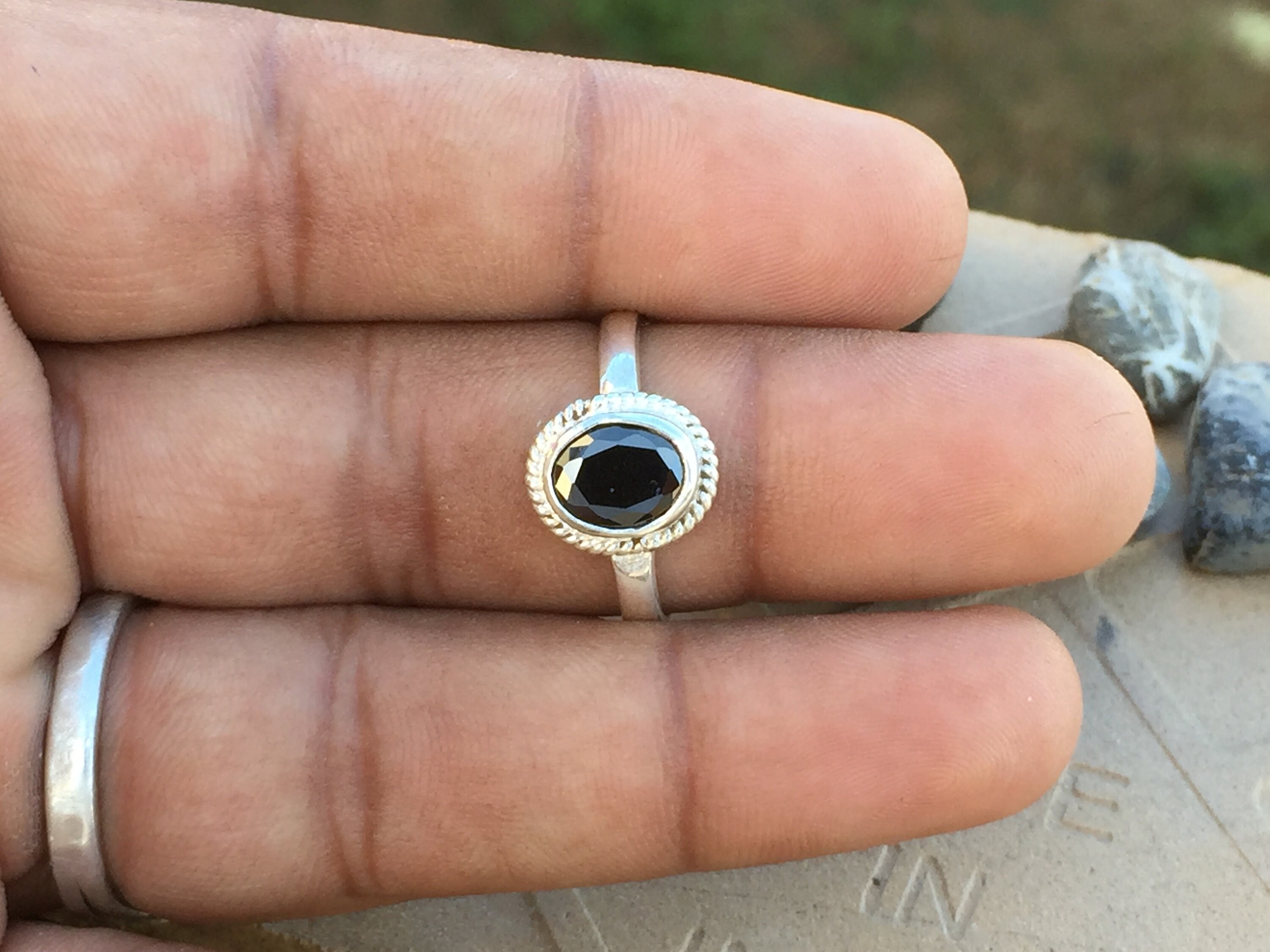 Natürlicher Schwarzer Onyx Ring - Handgemachter Edelstein Ring ...