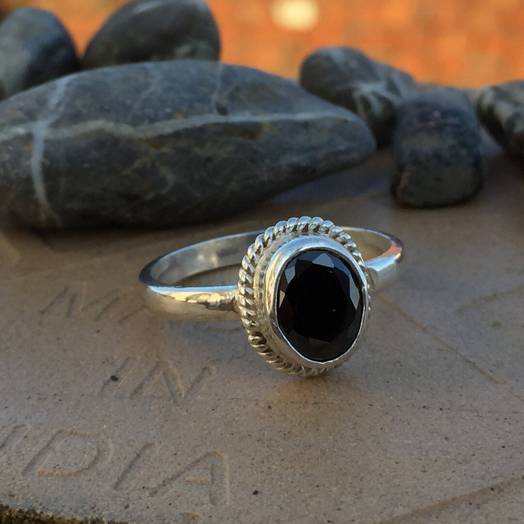 Natürlicher Schwarzer Onyx Ring - Handgemachter Edelstein Ring ...