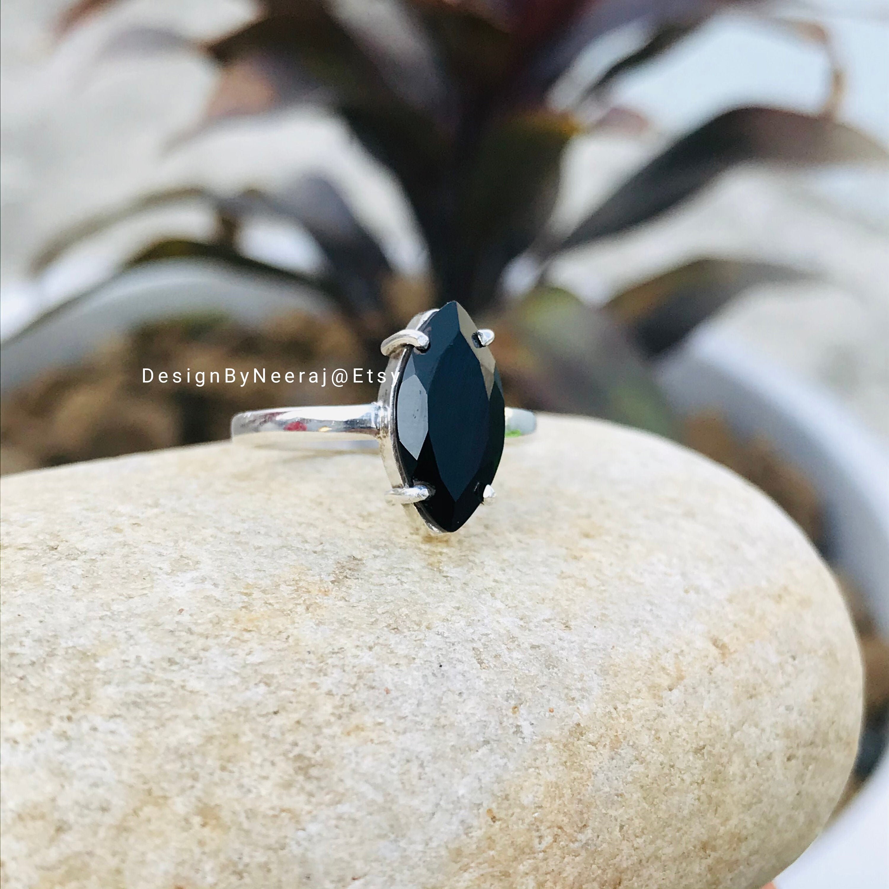 Black Onyx Marquise Ring 925 Sterling Silver Ring Handmade | Etsy