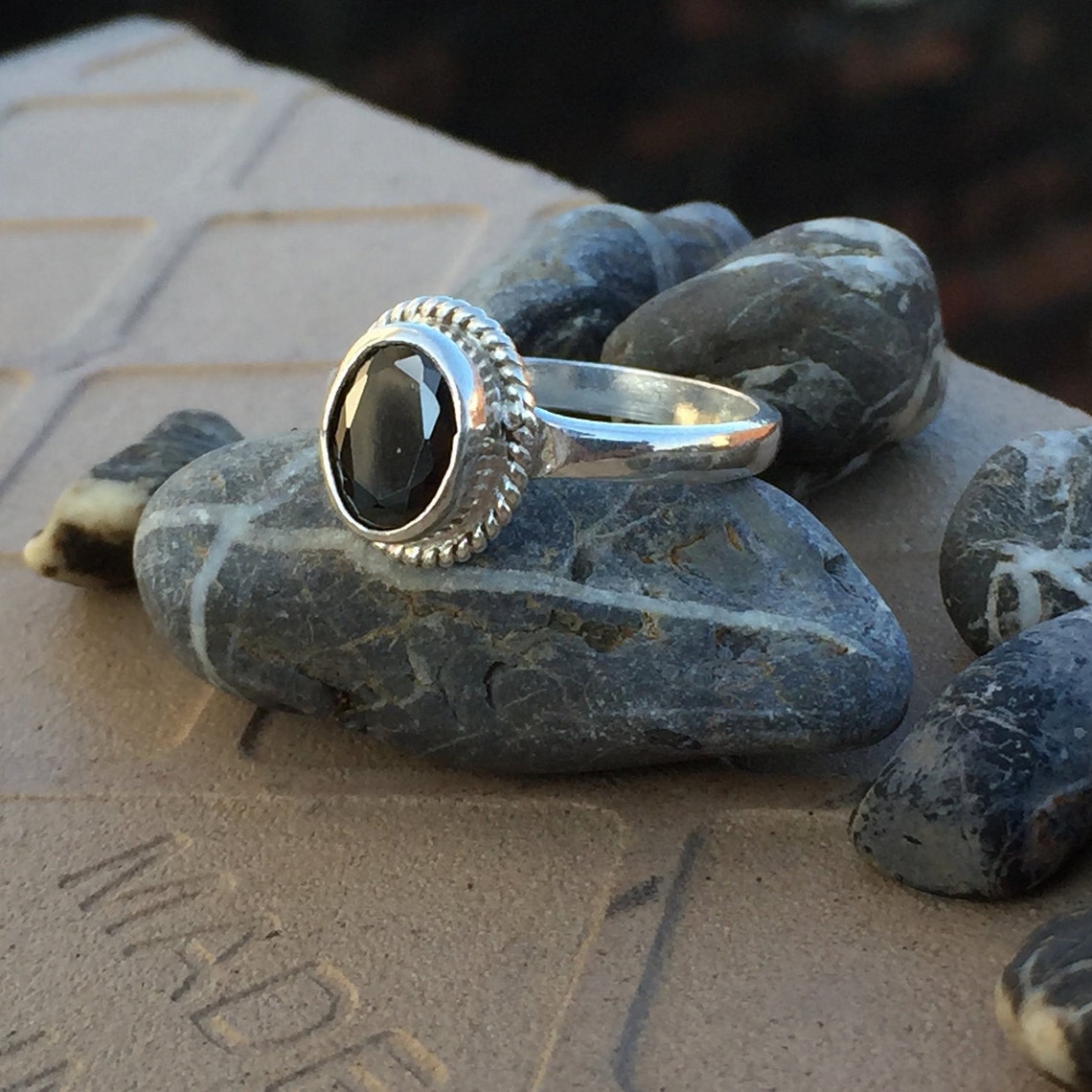 Natürlicher Schwarzer Onyx Ring - Handgemachter Edelstein Ring ...