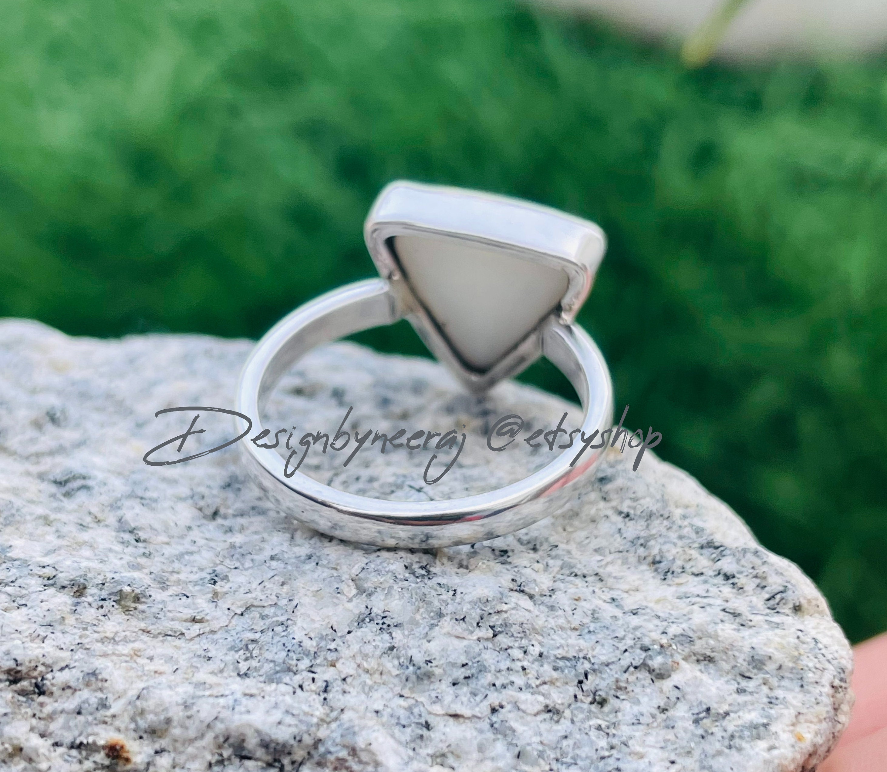 Natural White Coral Ring Trillion Shape Coral Ring 925 - Etsy