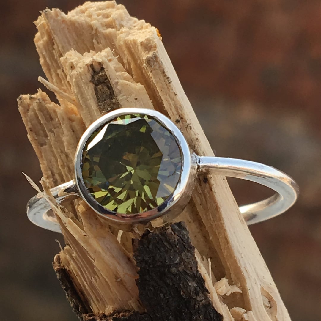 Natürlicher grüner Peridot Ring, 925 Sterling Silber Ring, Edelstein ...