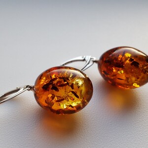 Amber Drop Earrings, Romantic Baltic Amber Cognac Amber Dangle Earrings ...