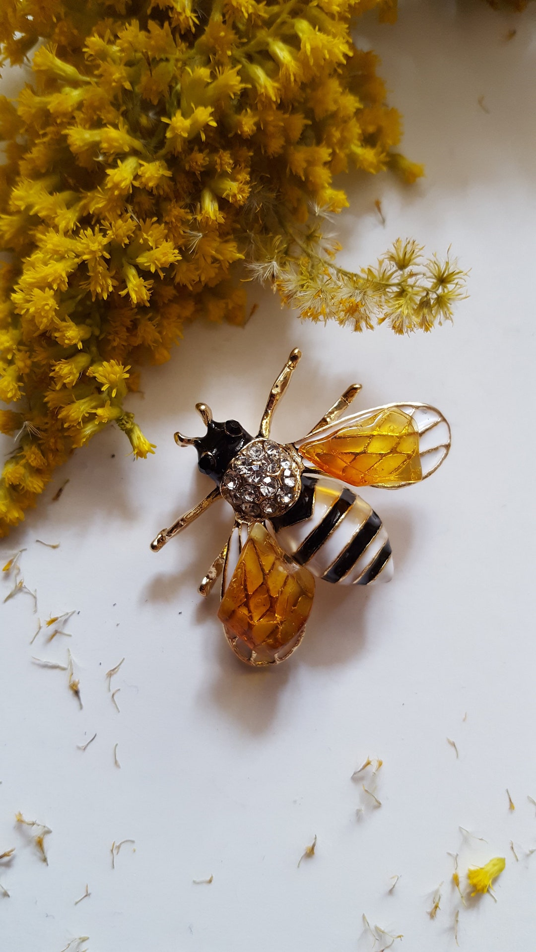 Honey Bee Brooch With Baltic Amber Stone Natural Amber Jewelry Brooch ...