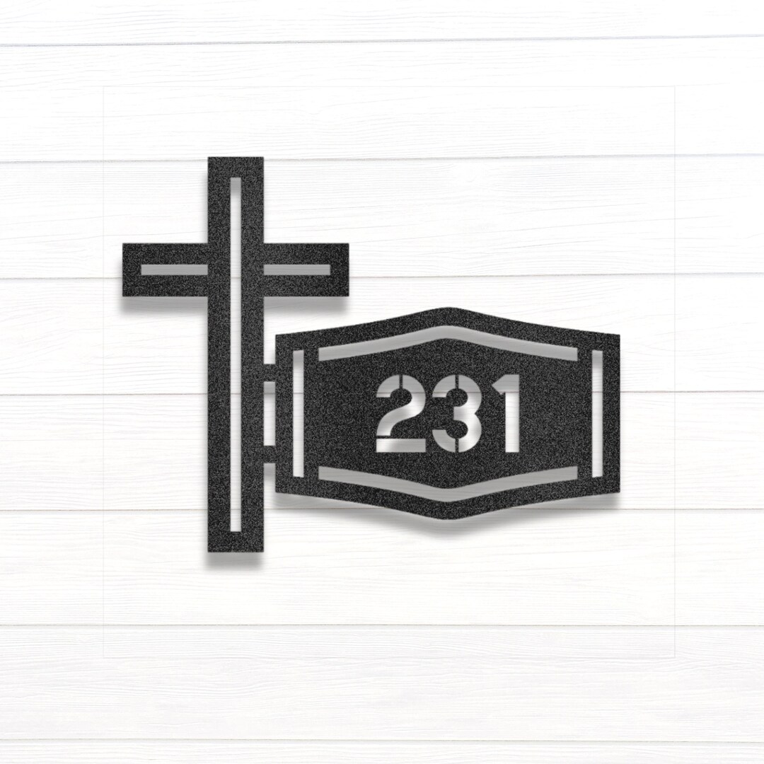 Cross Number Address Metal Sign: Religious Home Decor - Etsy