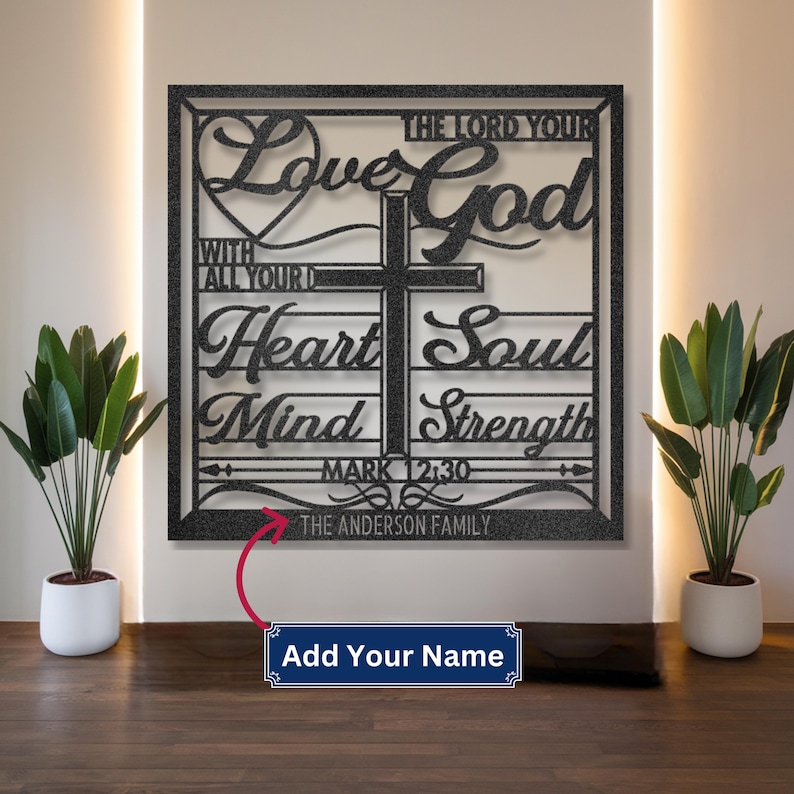 Love the Lord Your God Metal Sign: Christian Home Decor, Bible Verse ...