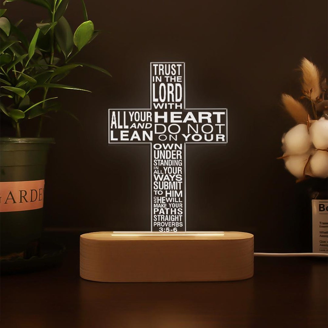 Personalized, Trust in the Lord, Proverbs 3:5-6 Acrylic Bible Verse Christian Cross 3D ...