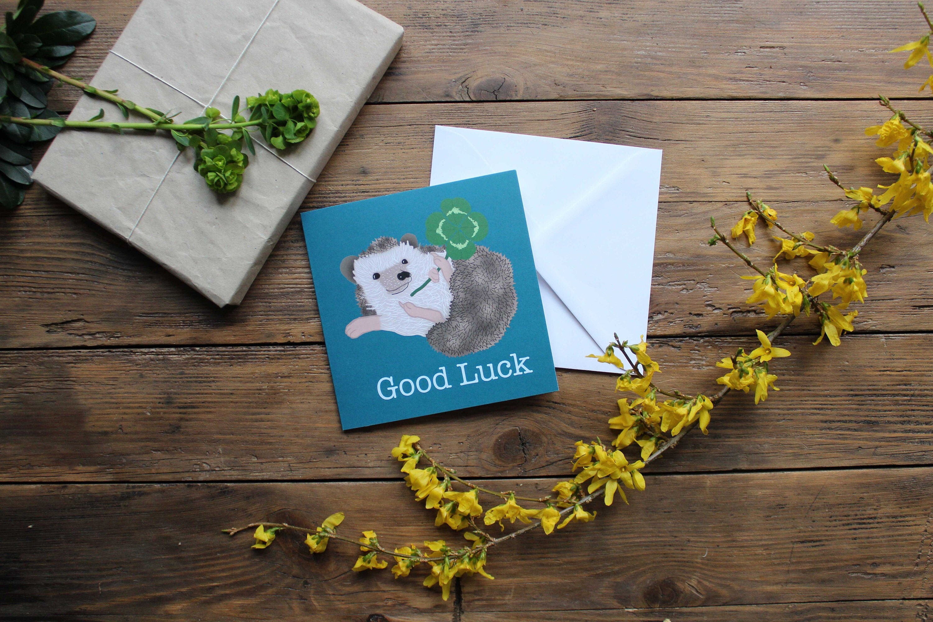 Lucky Hedgehog Card - Etsy