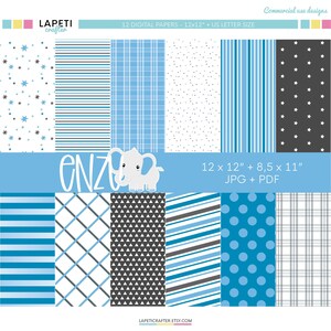 Baby Blue Digital Paper Pack Digital Patterns Scrapbook - Etsy