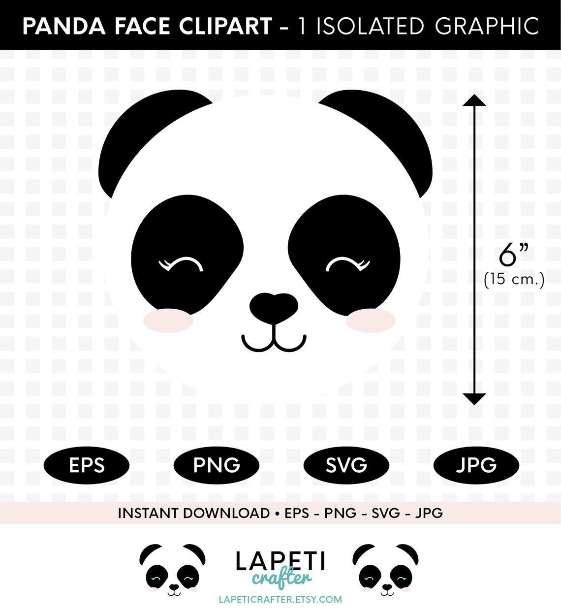 Panda Face Svg Clipart Cute Panda Svg Eps Jpg Png - Etsy