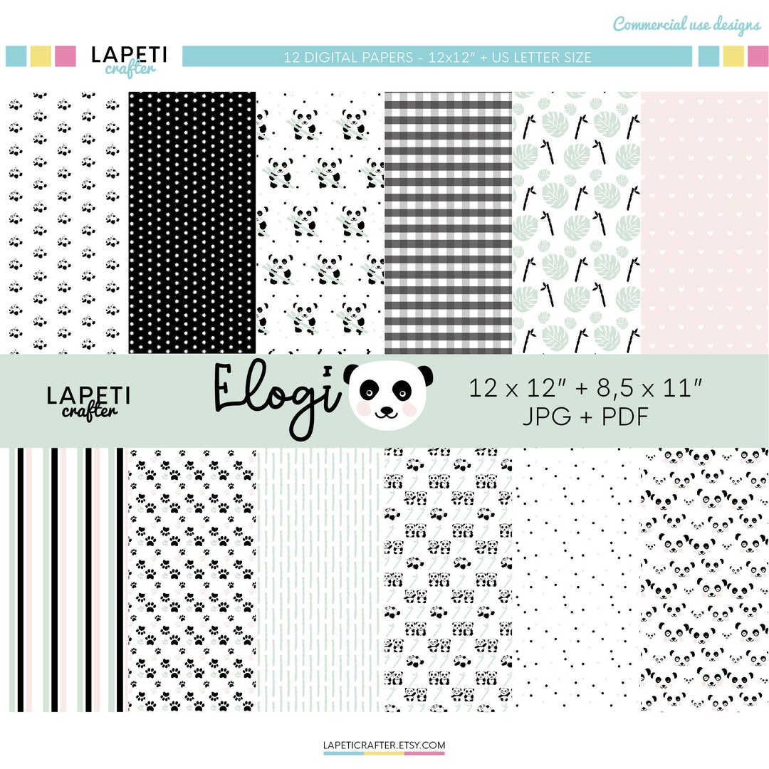 Panda Bear Digital Paper Digital Scrapbooking Paper - Etsy