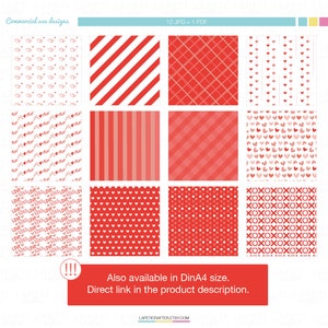 Valentines Day Digital Paper Pink & Red 12x12 Scrapbook - Etsy