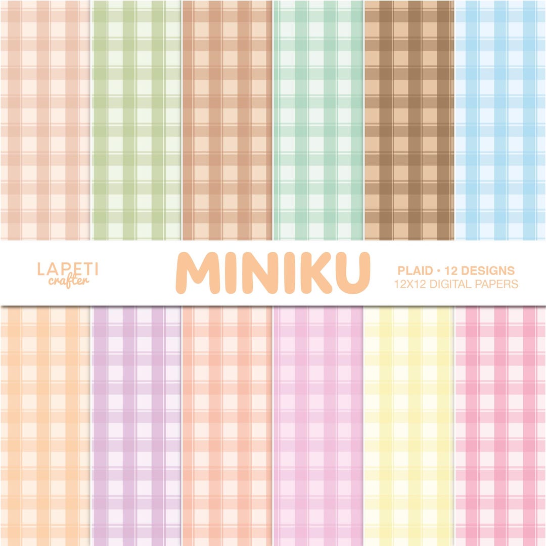 Pastel Gingham Digital Paper Pack, Soft Checkered Backgrounds, 12x12 ...