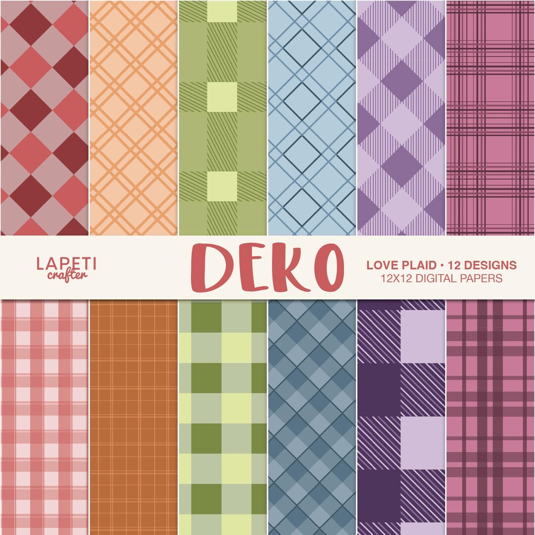 Plaid Digital Paper Pack, Gingham and Tartan Backgrounds, Checkered ...