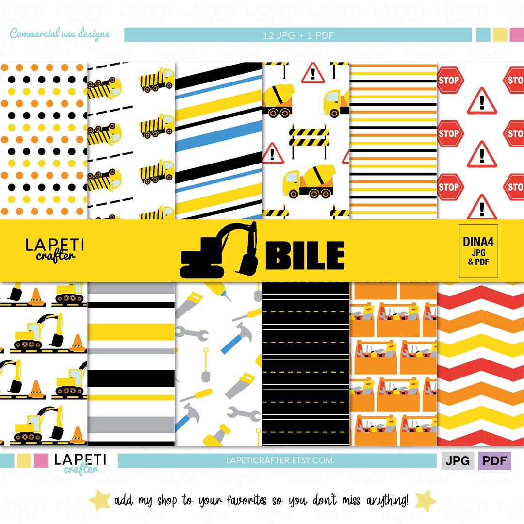 CONSTRUCTION Digital Paper for Children Scrapbooking Paper Dina4 ...