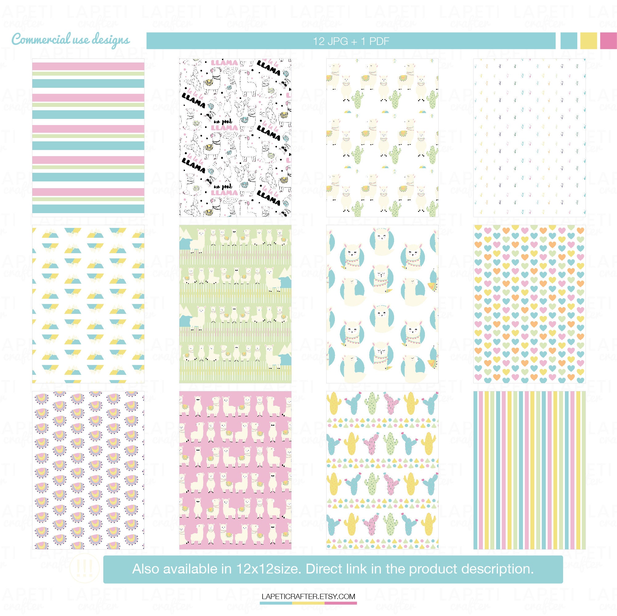 Llama Digital Paper for Craft Projects and Scrapbooking - Etsy