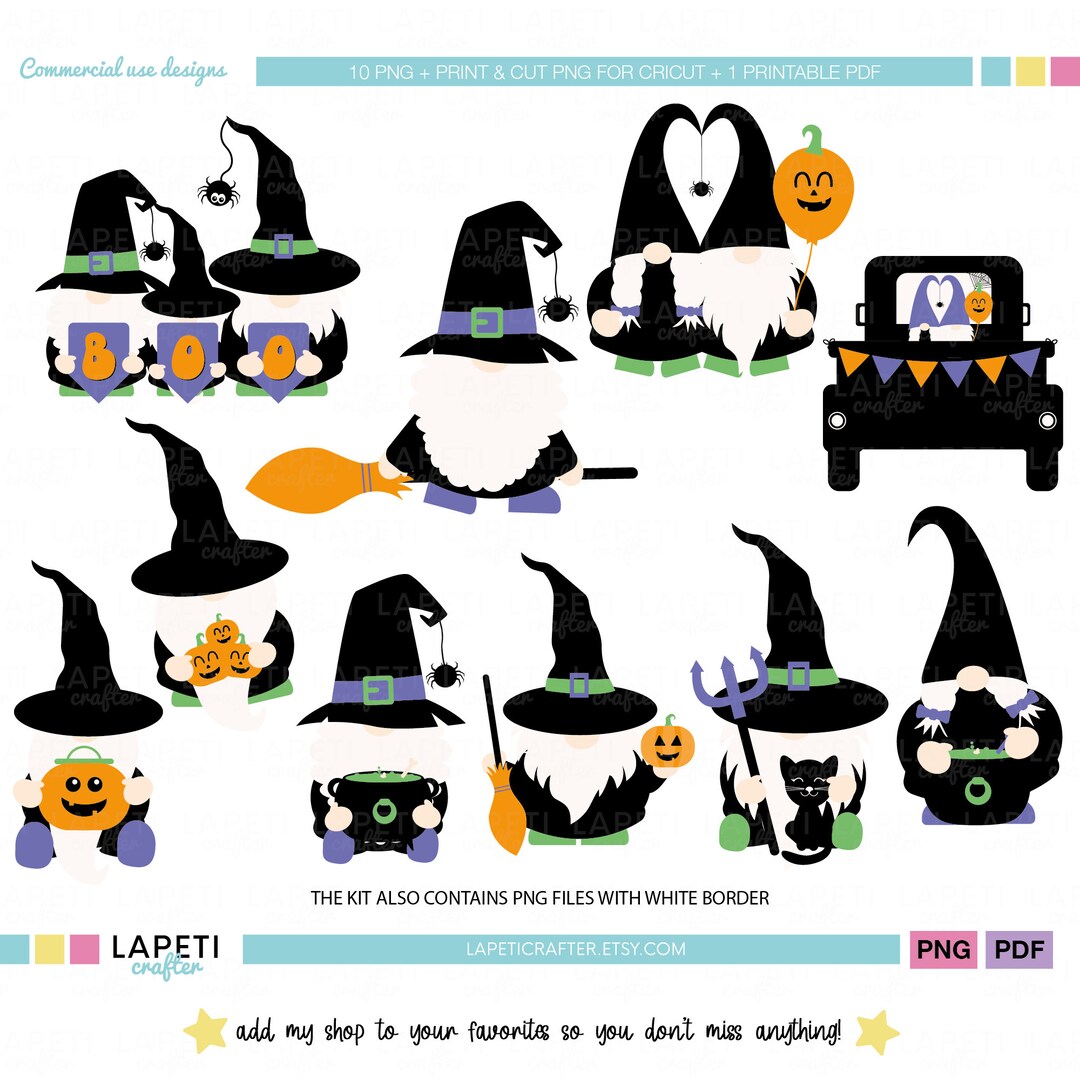 Halloween Gnomes Clipart Set Cute Gnomes Digital Stickers for - Etsy