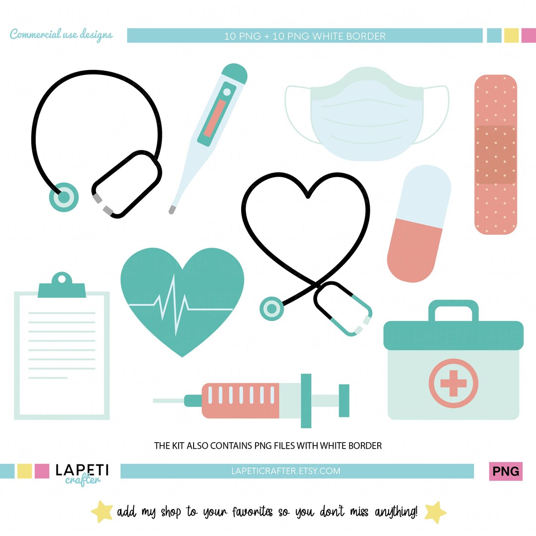 MEDICAL Clipart Bundle 10 Nurse Illustrations in Png Format Digital ...