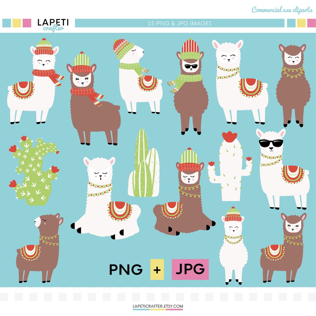 Christmas Llama Clipart, Christmas Design, Christmas Alpaca, Christmas ...