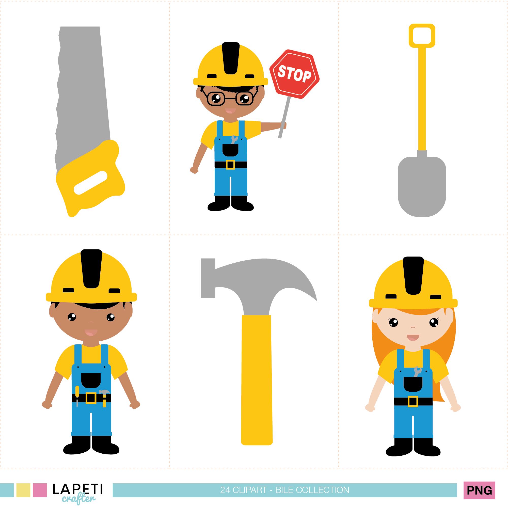 Construction Clipart Set for Kids Crafts, Builder Children PNG ...
