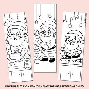 Christmas Coloring Bookmarks for Kids, Santa Coloring Bookmarks ...