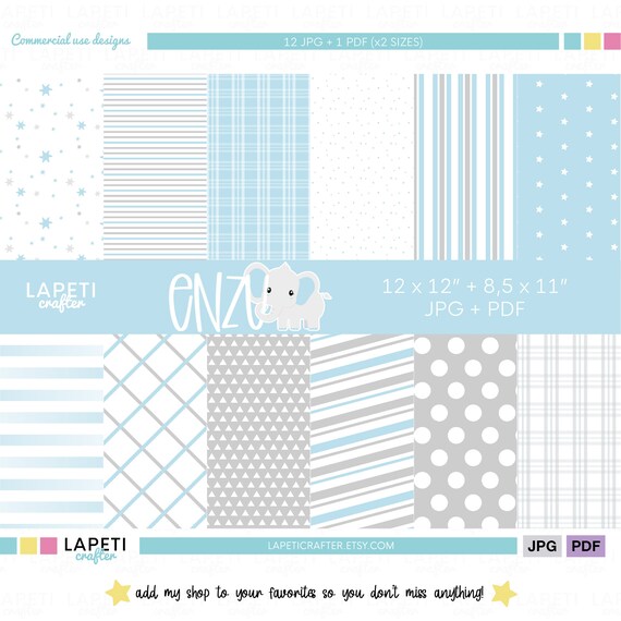 Digital Scrapbook Paper for Babies in Blue Colors 12 - Etsy