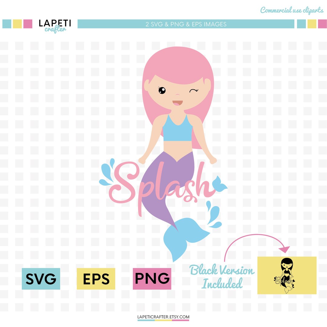 Clipart de sirena SVG, dibujo de sirena, ilustración infantil, vector ...