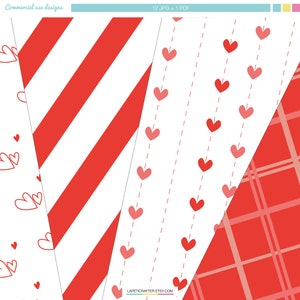 Valentines Day Digital Paper Pink & Red 12x12 Scrapbook - Etsy