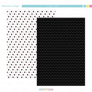 Pink and Black Digital Paper Pack - Geometric Scrapbook Papers, 12x12 ...