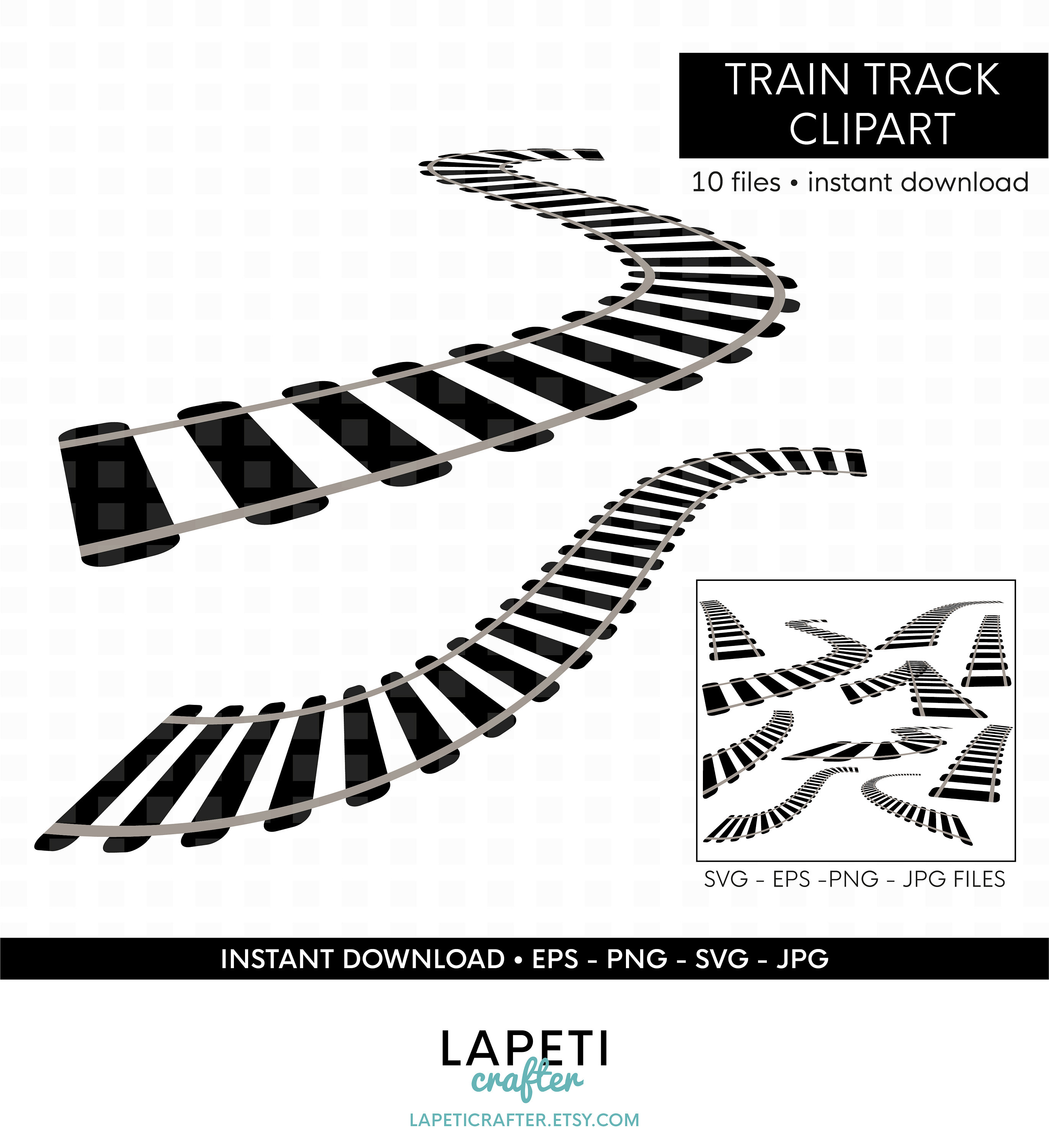 Railroad Tracks Clipart 10 Digital Clipart for Commercial | Etsy