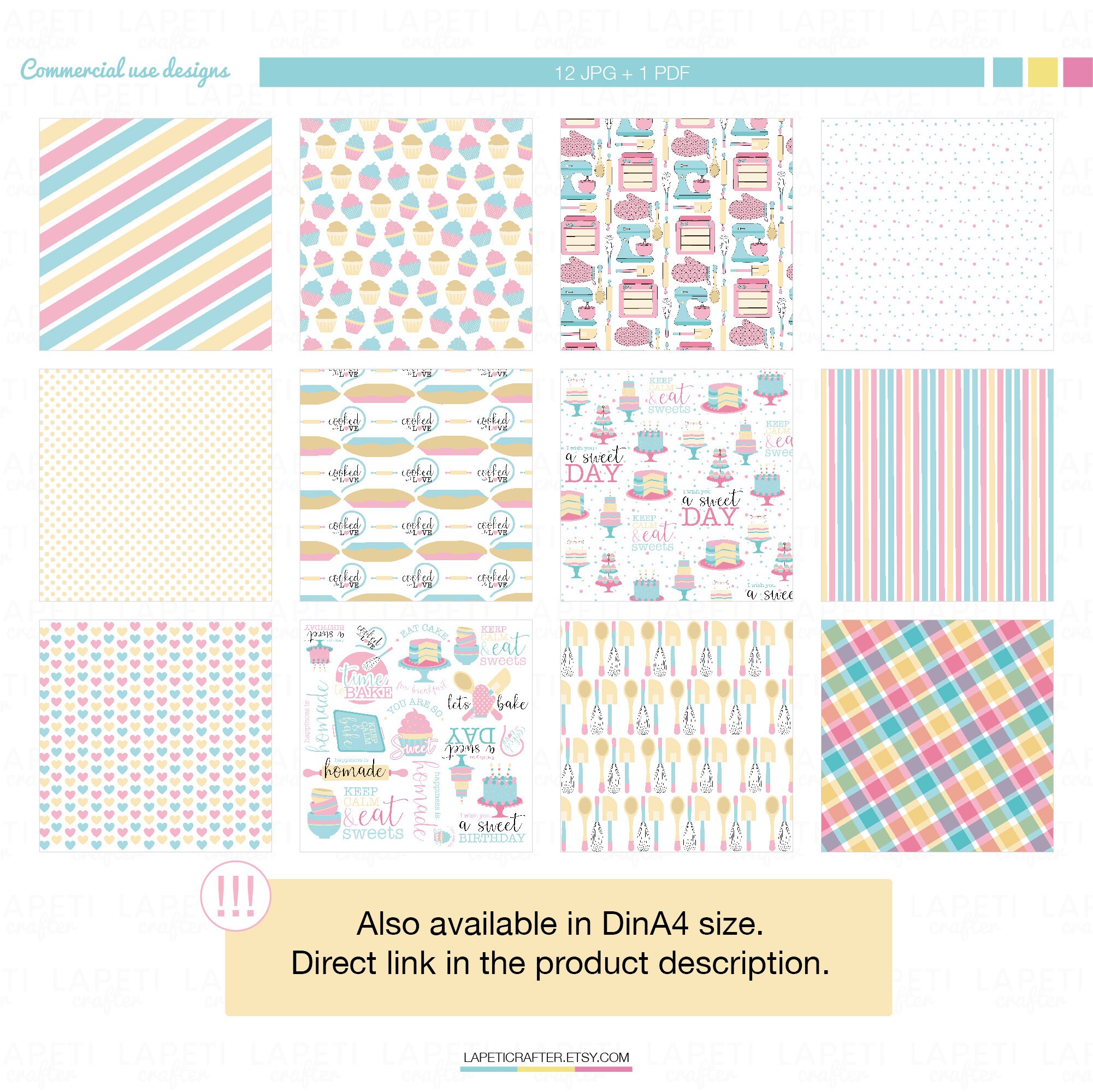 Baking Digital Paper Scrapbook Paper Baking Clip Art Cake - Etsy