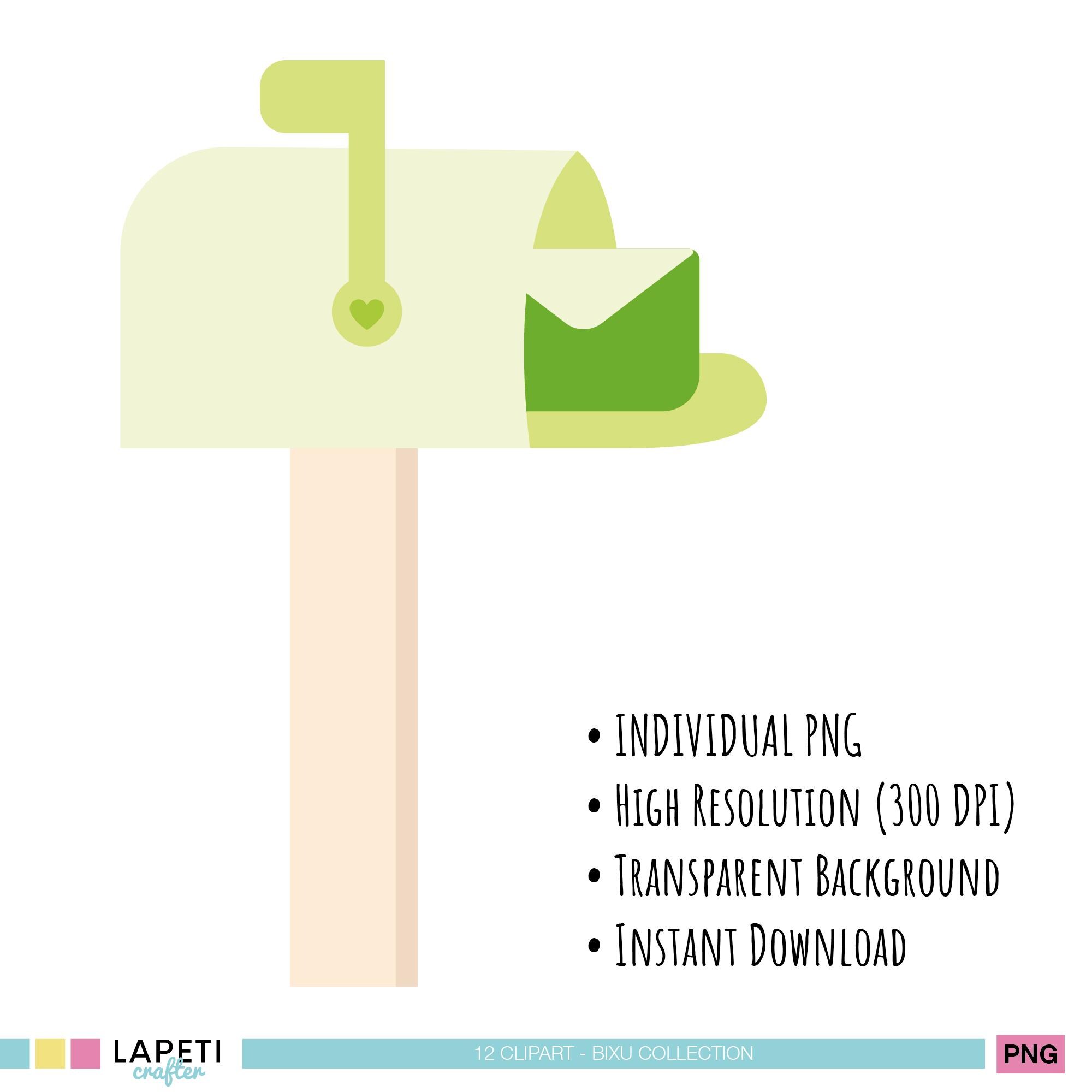 Mailbox Clipart Set, Cute Post Box PNG, Pastel Mail Elements for ...