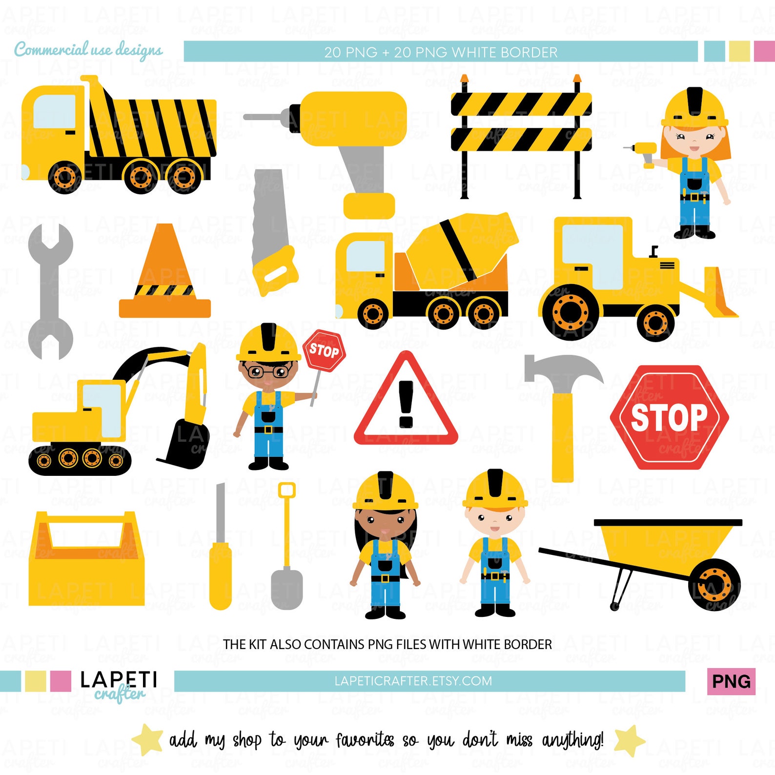 CONSTRUCTION Clipart Bundle in PNG Format 20 Digital Files - Etsy