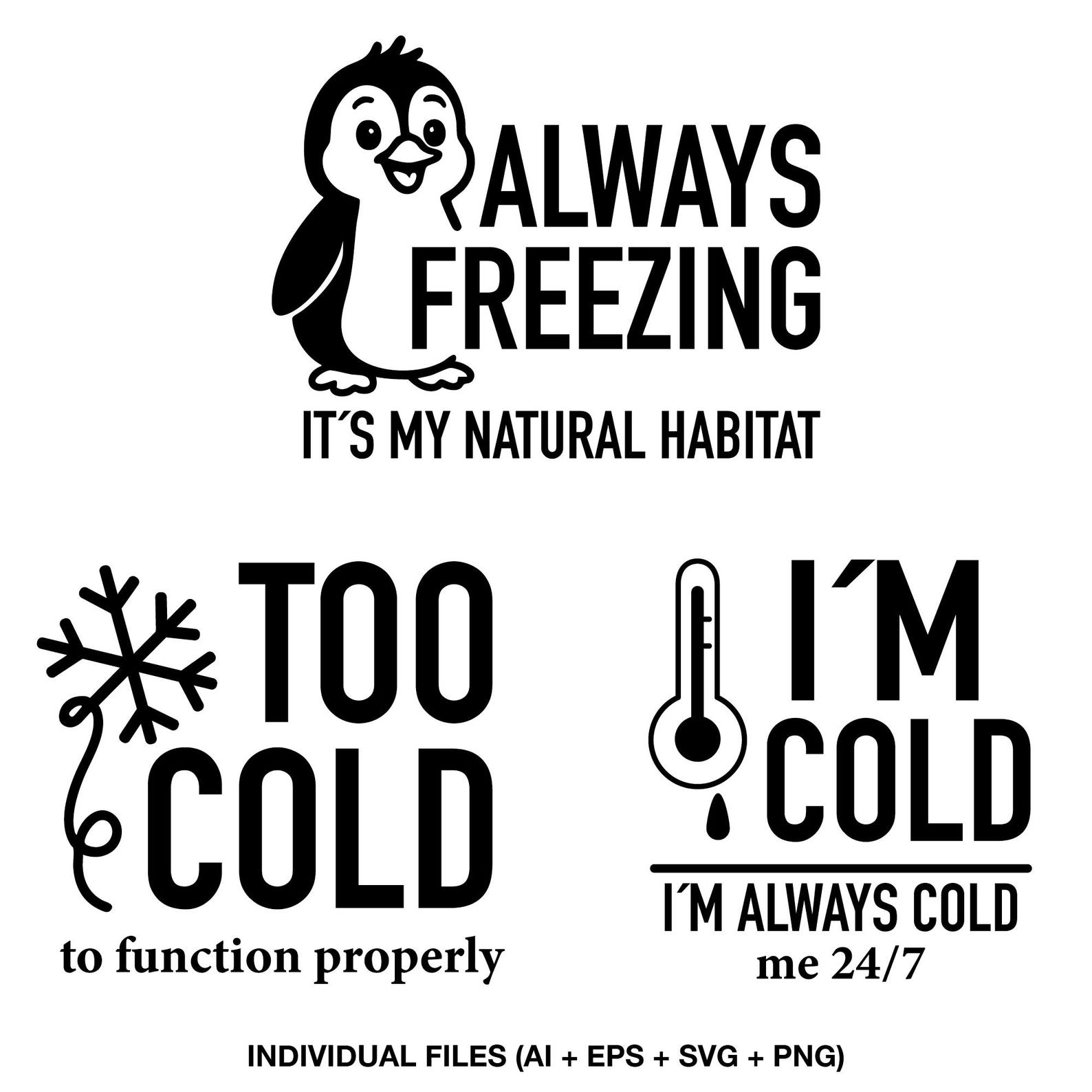 Cold Weather Quotes SVG Bundle, Funny Winter Sayings for Shirts & Mugs ...