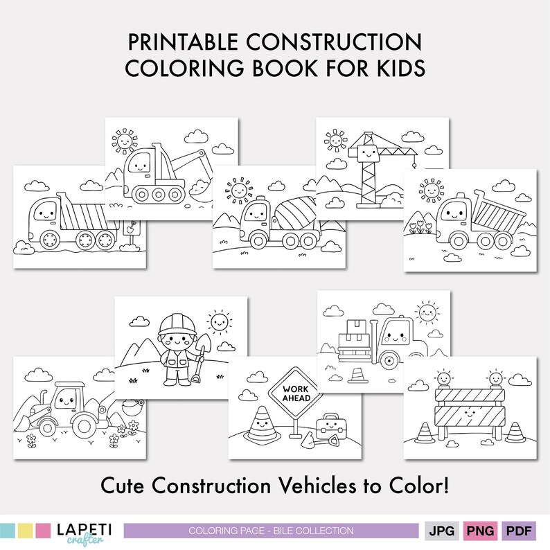 Construction Coloring Pages for Kids, Printable Construction Vehicles ...