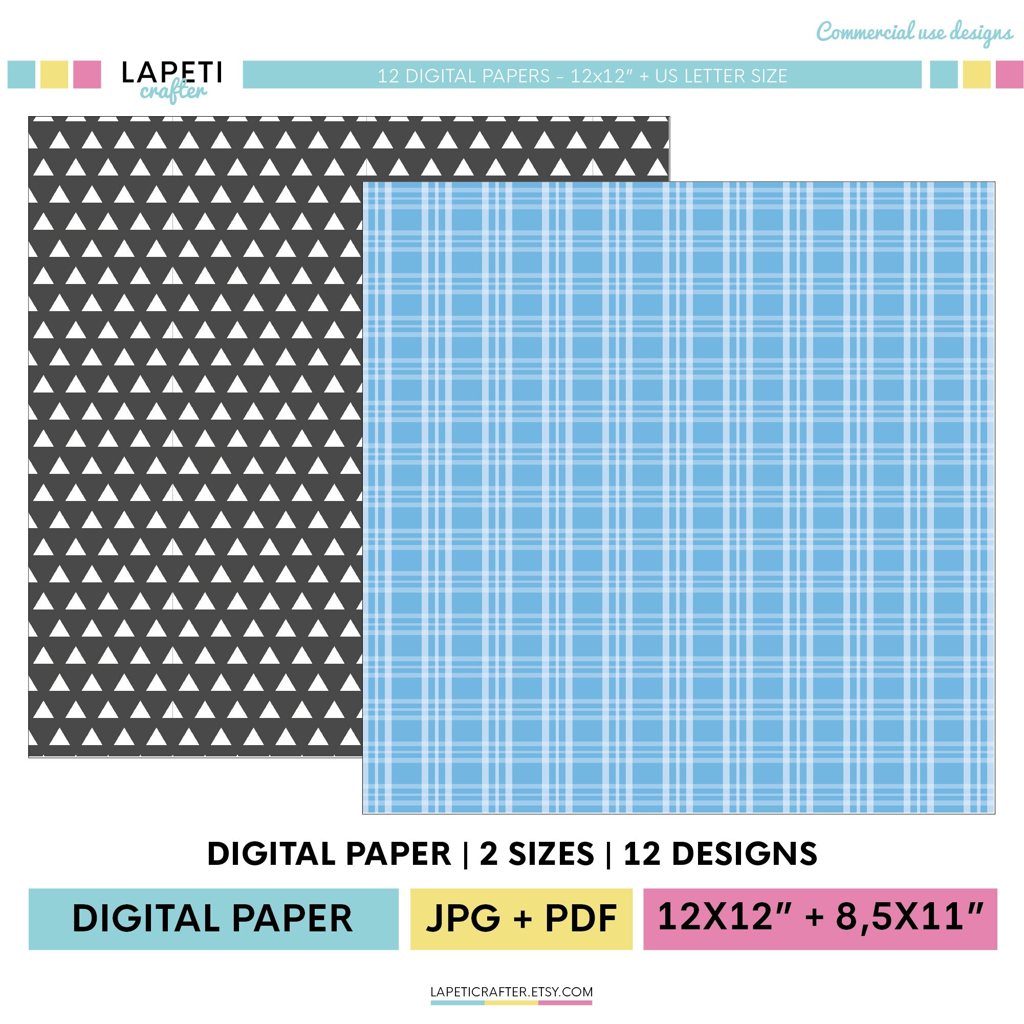Baby blue digital paper pack Digital patterns Scrapbook | Etsy
