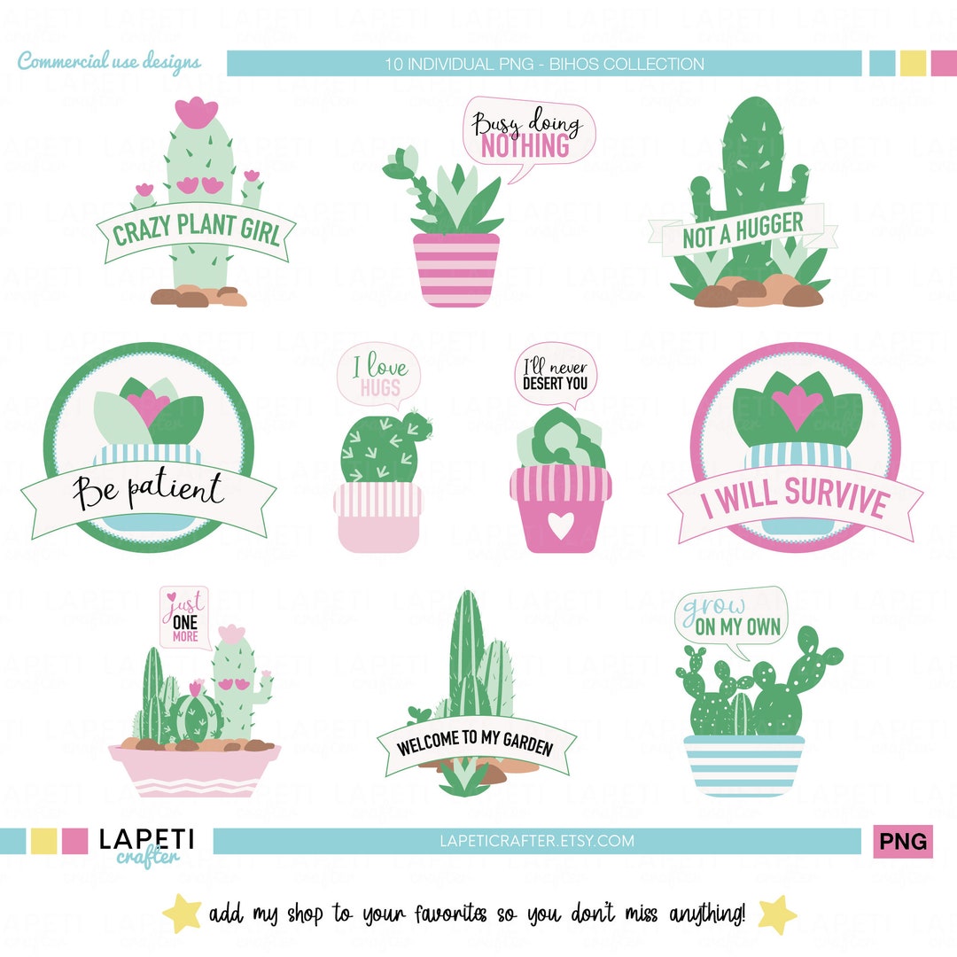Cactus Clipart, Digital Stickers Png Download, Cactus Sayings Printable ...