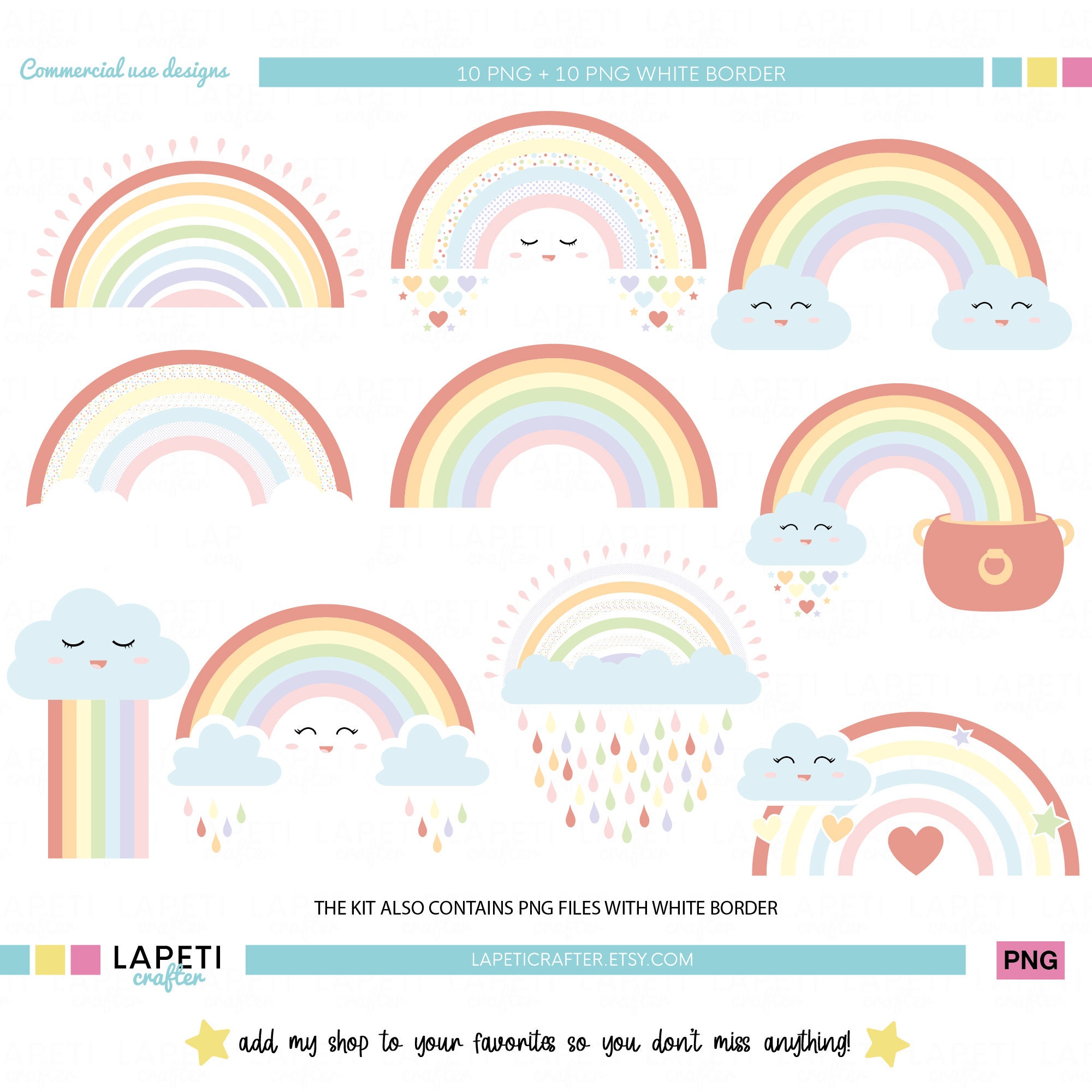 Rainbow Clipart Pastel Rainbow Clipart Boho Rainbow Clipart - Etsy