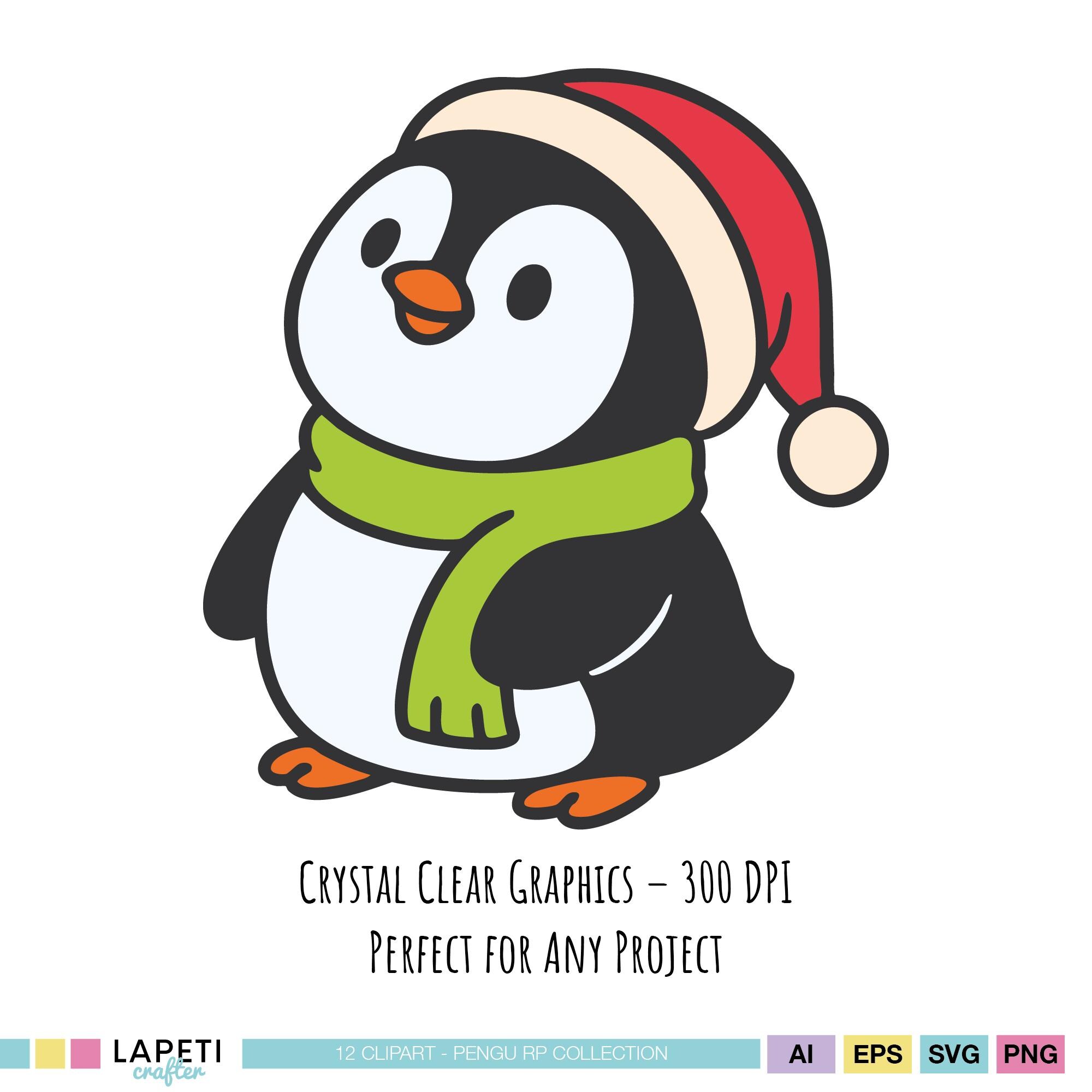 Cute Penguin Clipart Set, Winter Png Bundle for Kids Crafts, Christmas ...