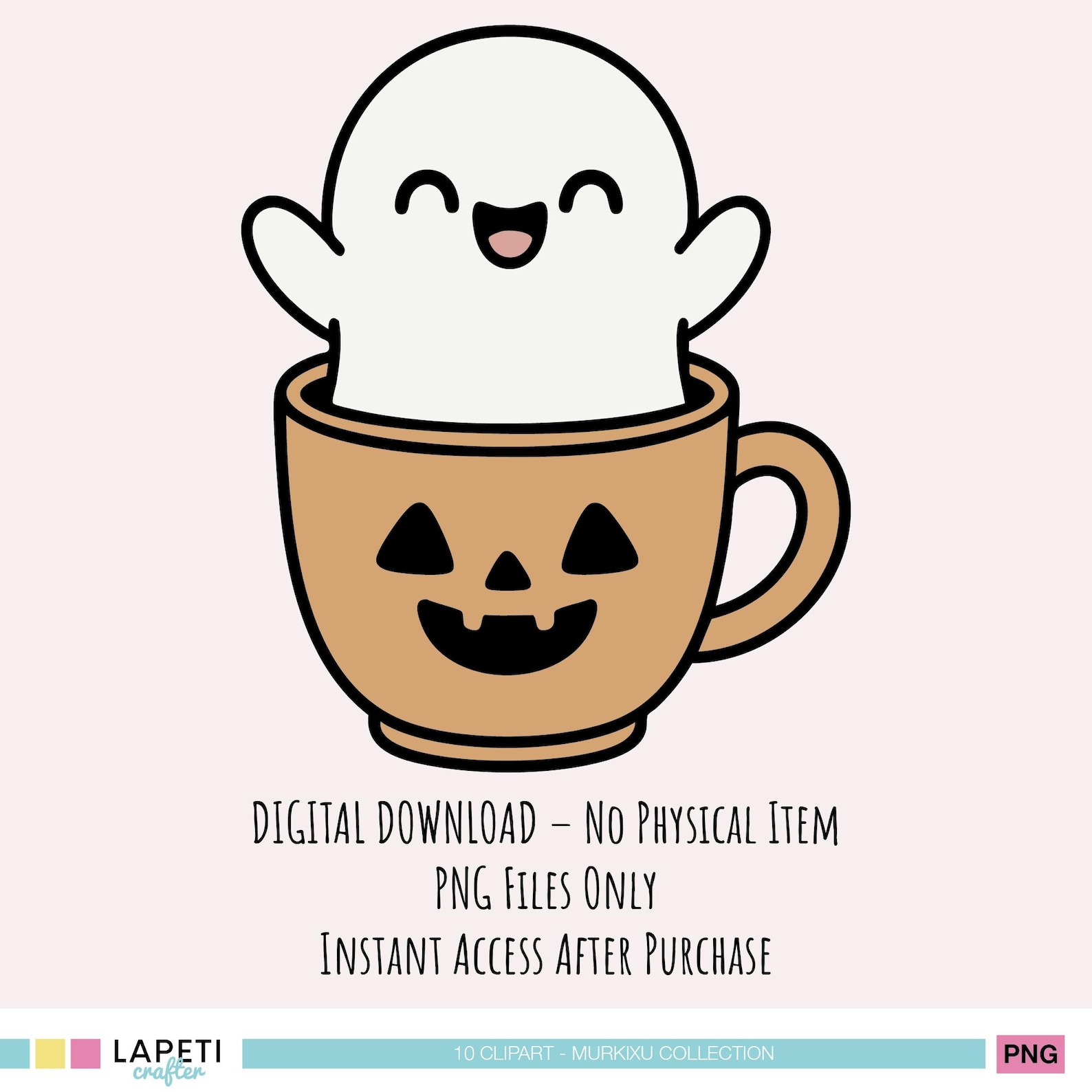 Cute Halloween Animals Clip Art, Kawaii Halloween Png Clipart for Cards ...