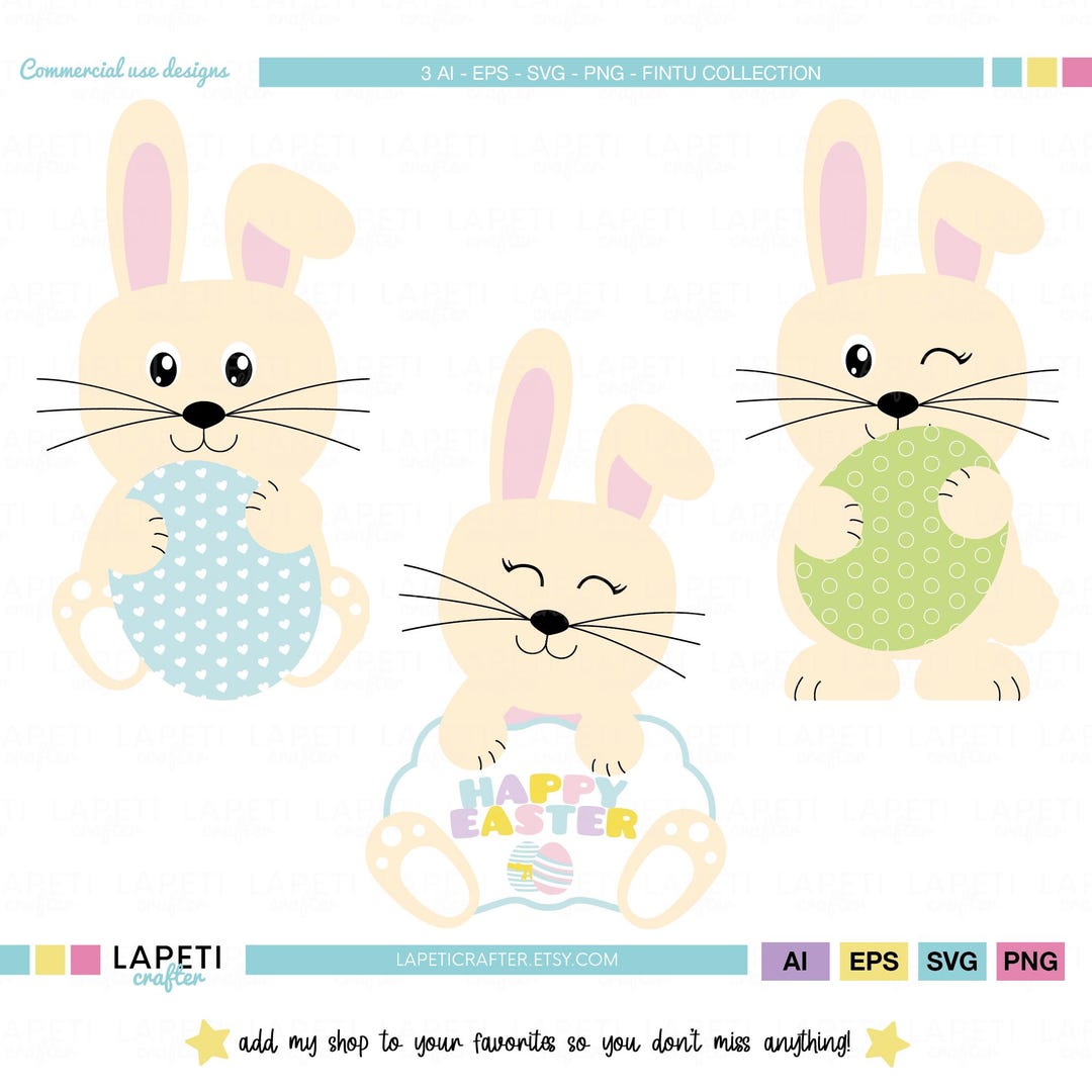 Easter Bunny Vector, Pastel Easter Svg, Cute Spring Rabbit Clipart ...