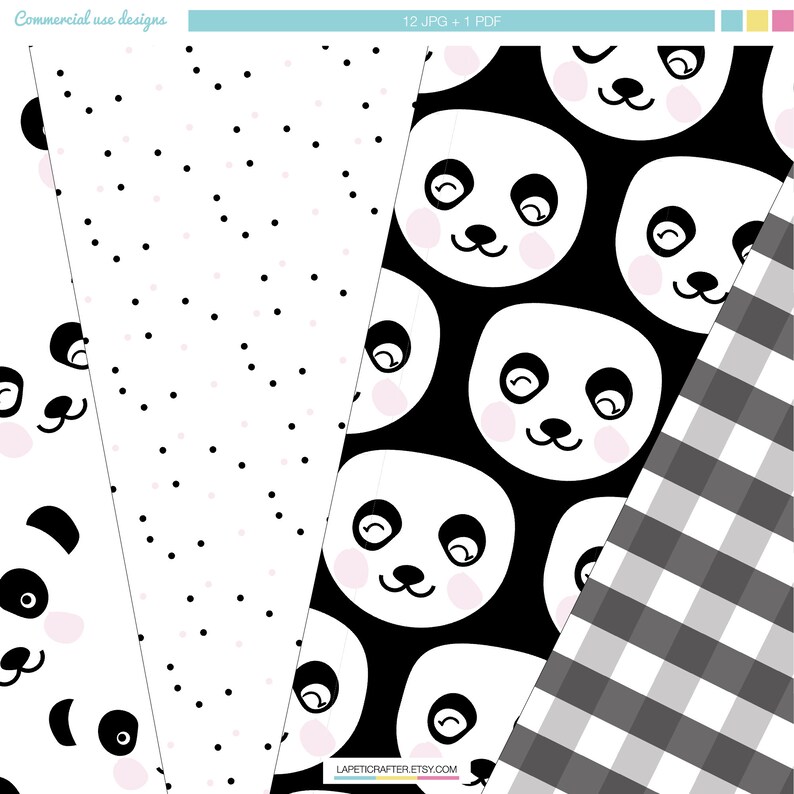Panda Bear Digital Paper for Scrapbooking 12x12 Digital - Etsy