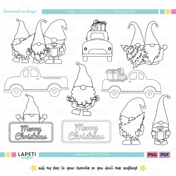 Gnome Digital Stamps - Etsy