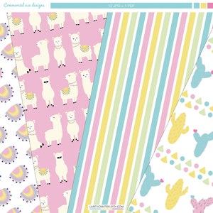 Llama Digital Paper for Craft Projects and Scrapbooking Alpaca ...