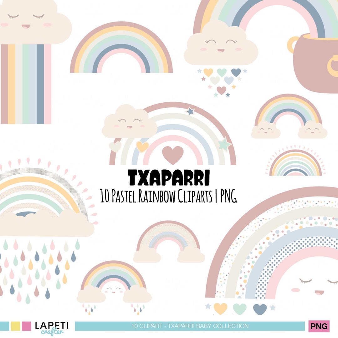 Baby Rainbow Clipart | 10 Pastel Pngs | Cute Rainbow Graphics for ...
