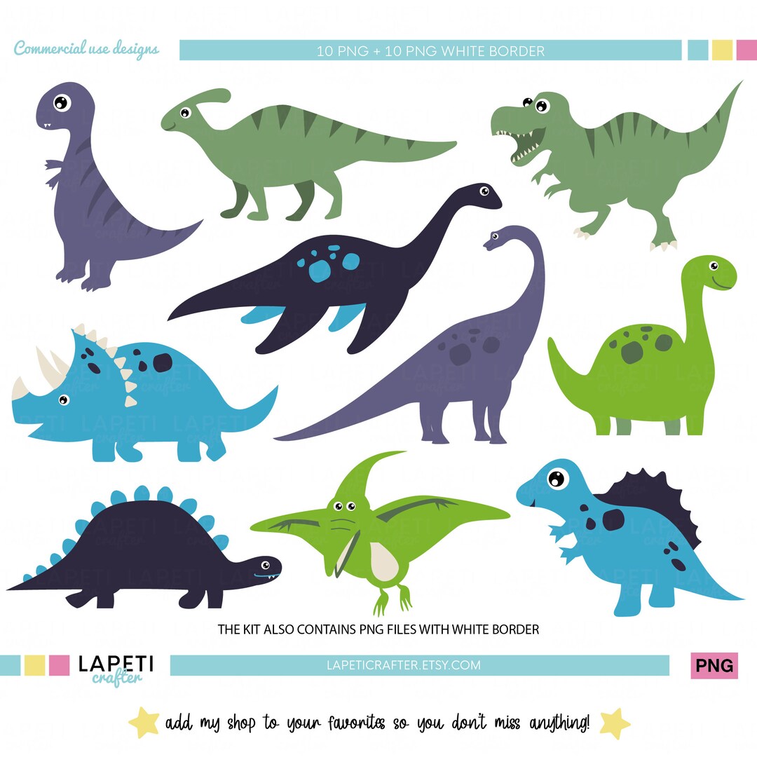 DINOSAURS Clipart for Kids | 10 Dinosaur Illustrations for Download in ...