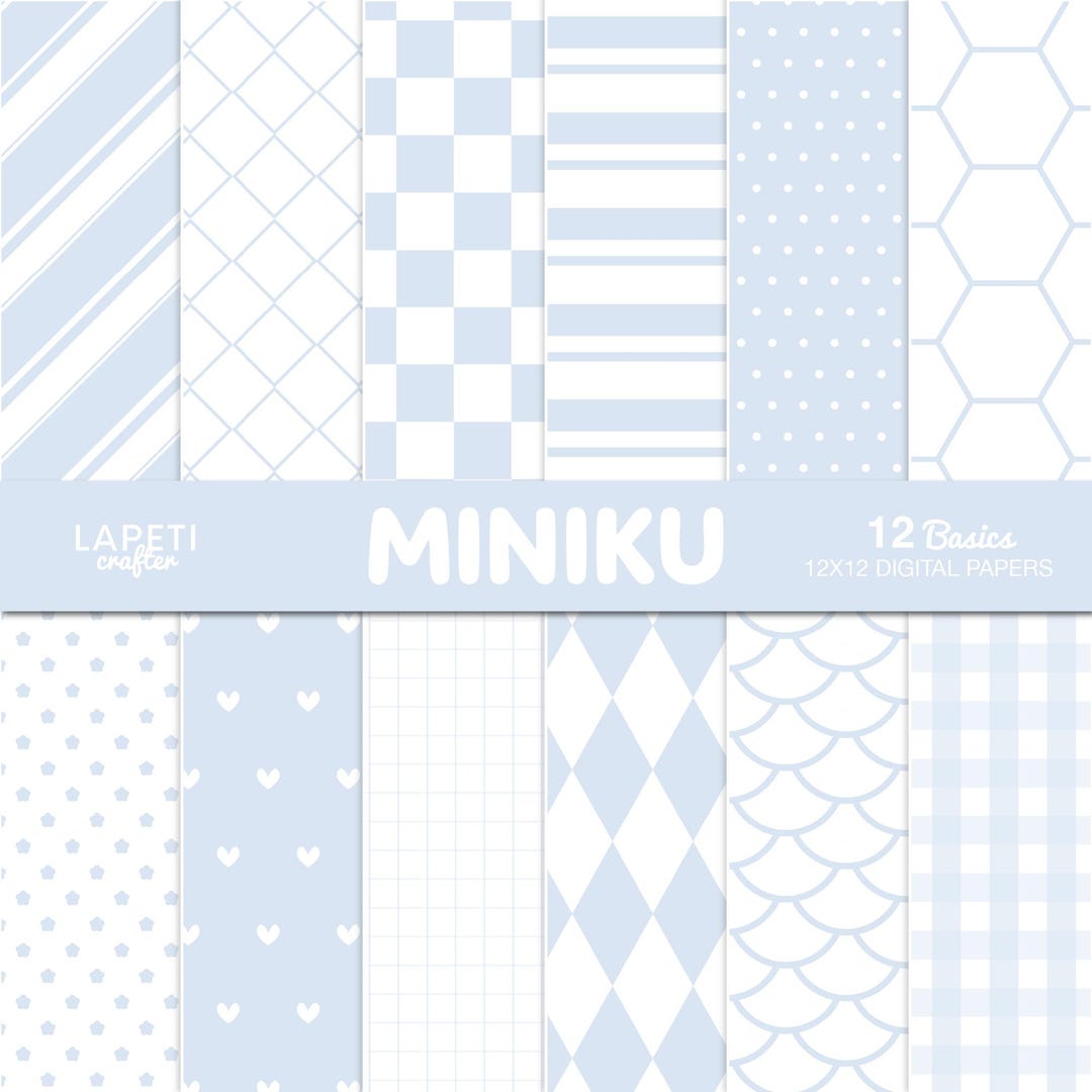 Light Blue Digital Paper Pack, Pastel Patterns (JPG, PNG, PDF) - Etsy