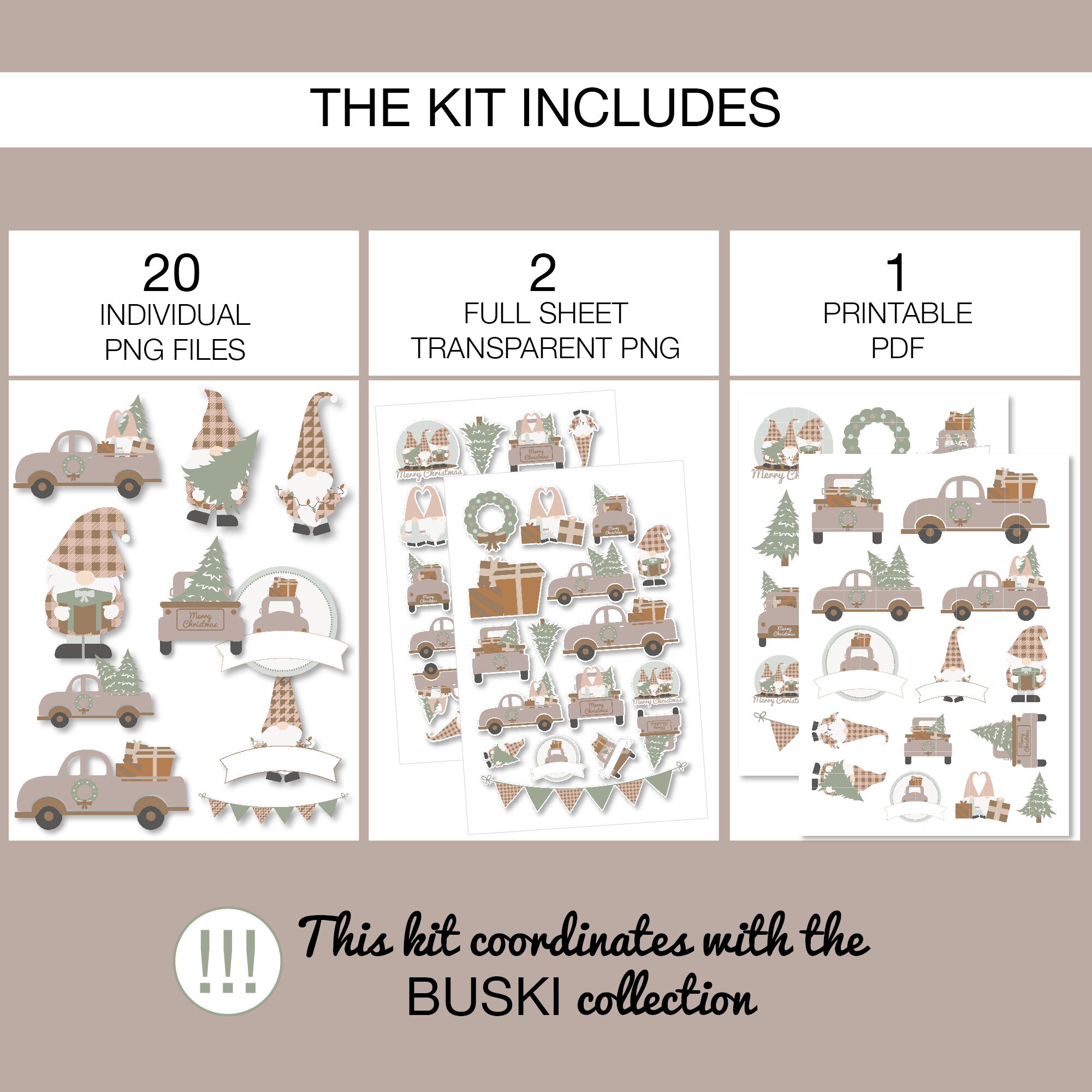 Christmas Gnome Clipart PNG Digital Sticker Set Vintage - Etsy