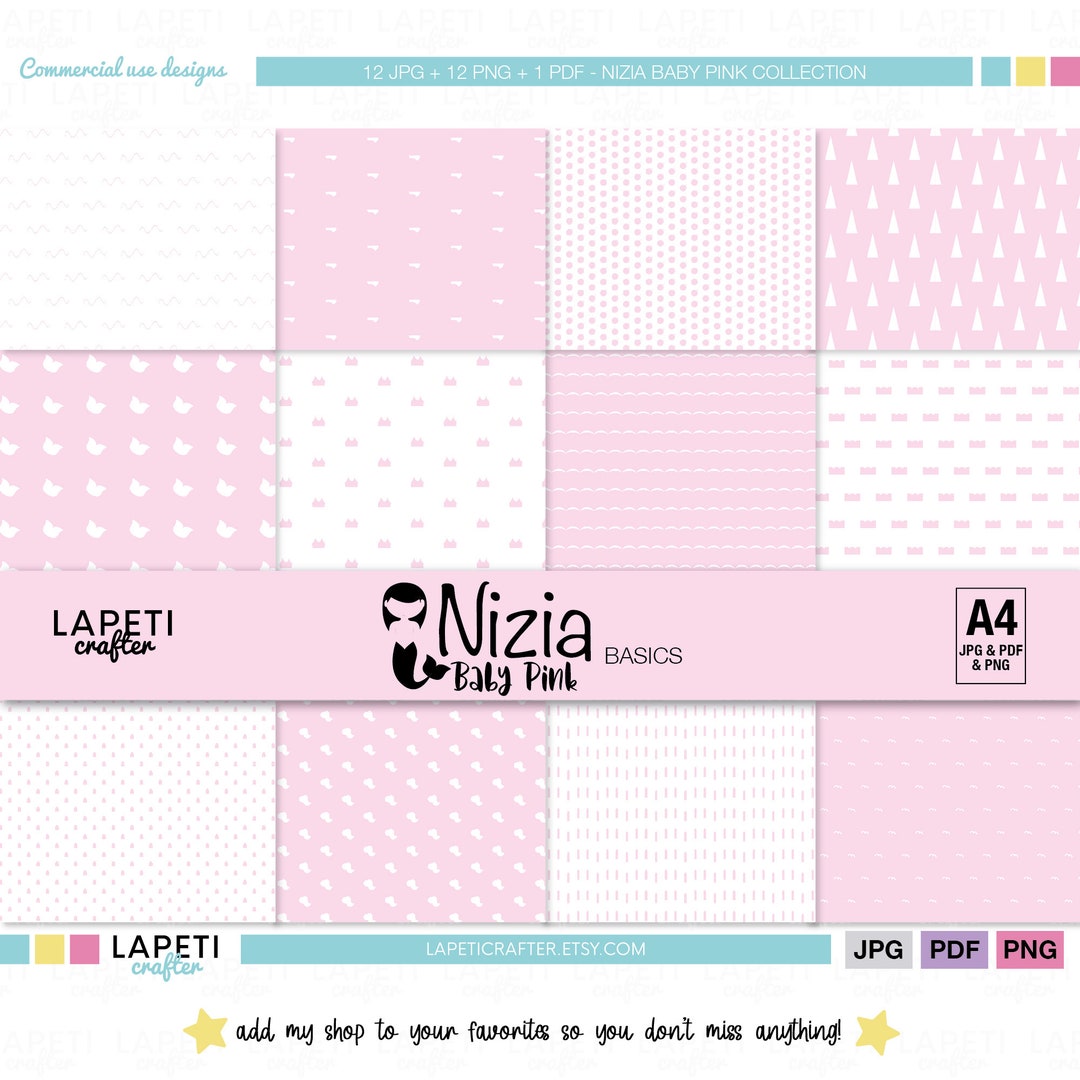Baby Pink Digital Paper Pattern, Pink Background Paper, Baby Girl ...